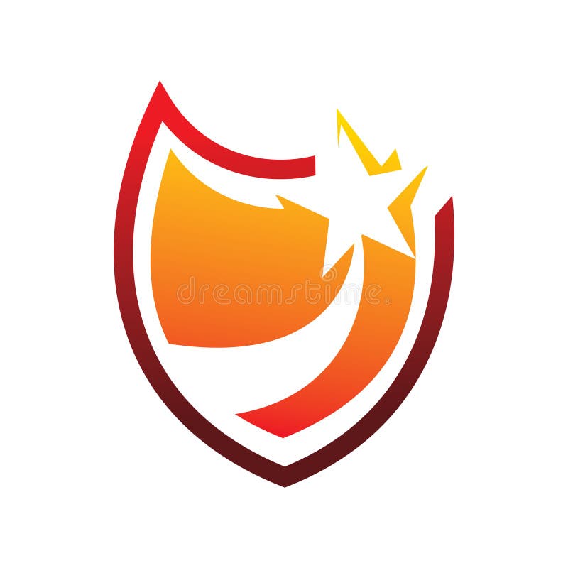 Red Rising Star Secure Shield Logo Design Stock Vector - Illustration ...