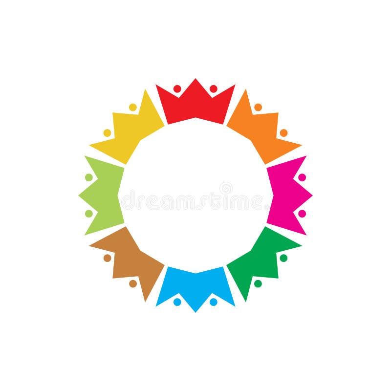 Creative Full Color People Group Team Crown Logo Design Stock Vector ...