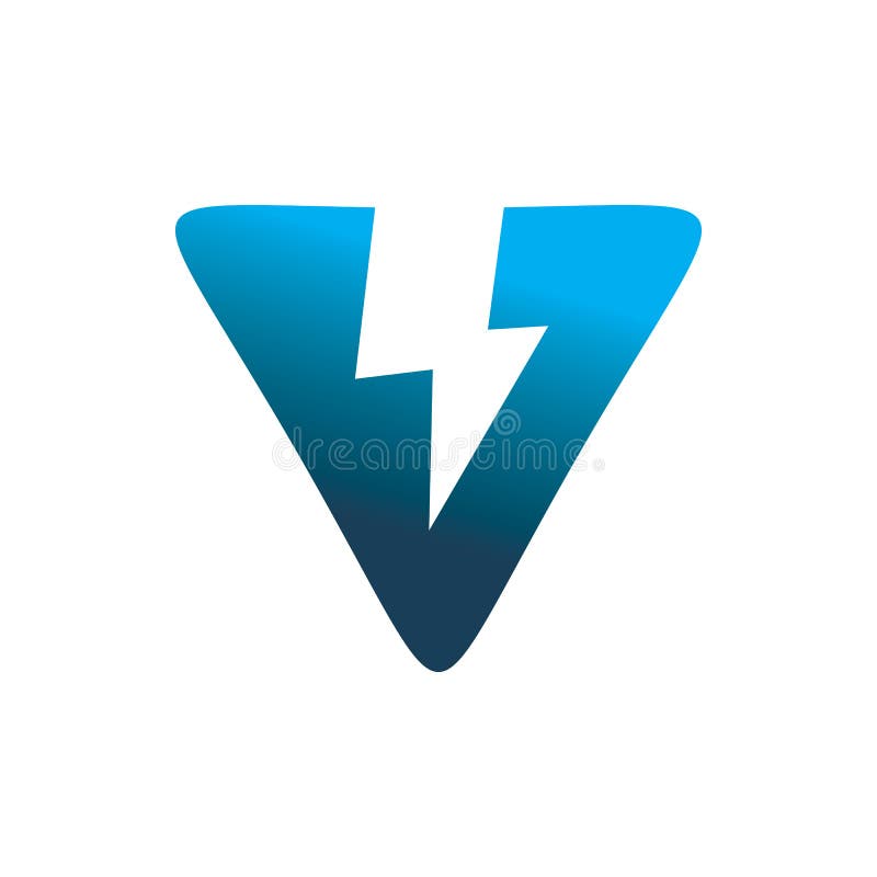 Blue Triangle Lightning Energy Power Logo Design Stock Vector ...
