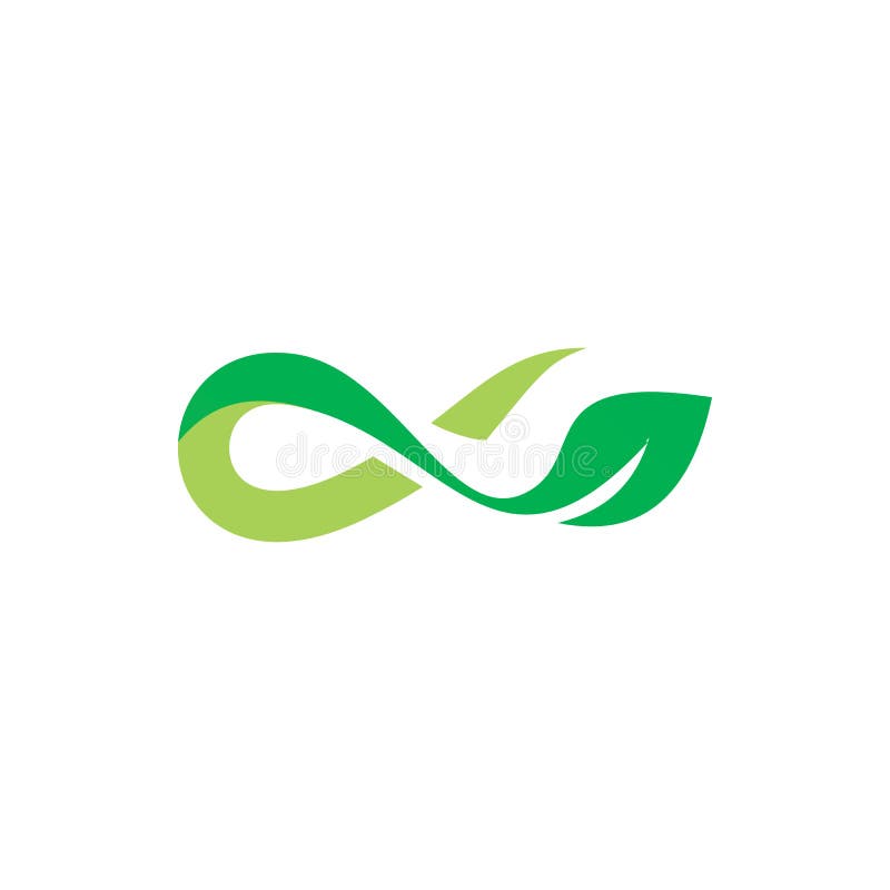 Green Nature Leaf Tree Plant Infinity Shape Line Art Logo Design Stock ...