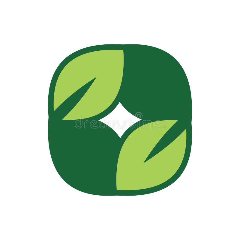 Rounded Green Nature Square Leaf Logo Design Stock Vector ...