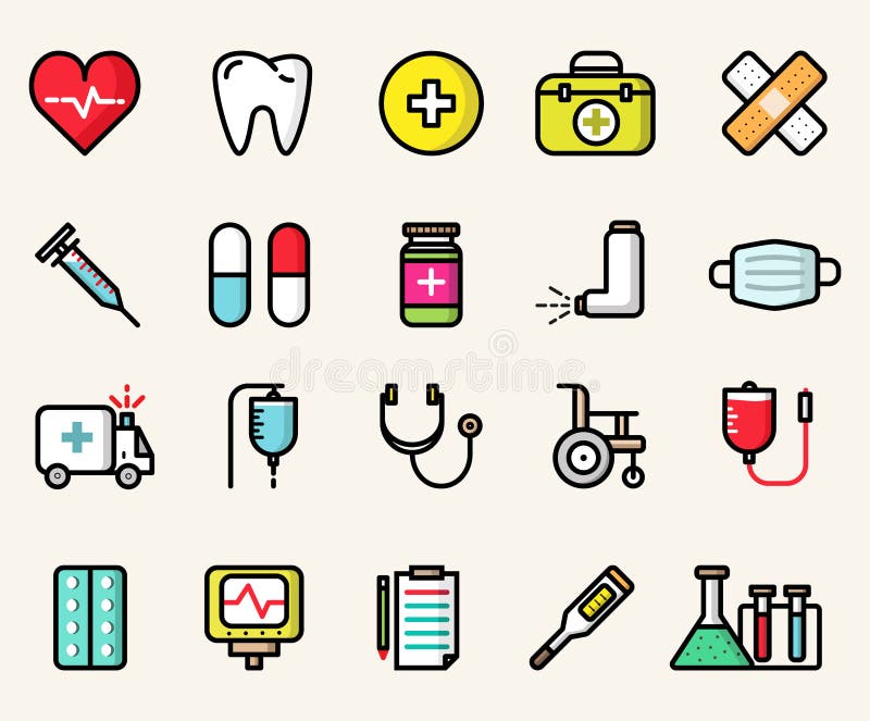Medical Icons. Vector Colored Isolated Illustrations Set Stock Vector ...