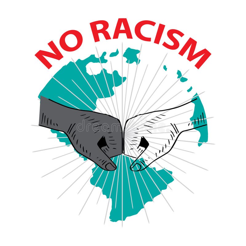 No To Racism. White and Black Skin Stock Vector - Illustration of ...