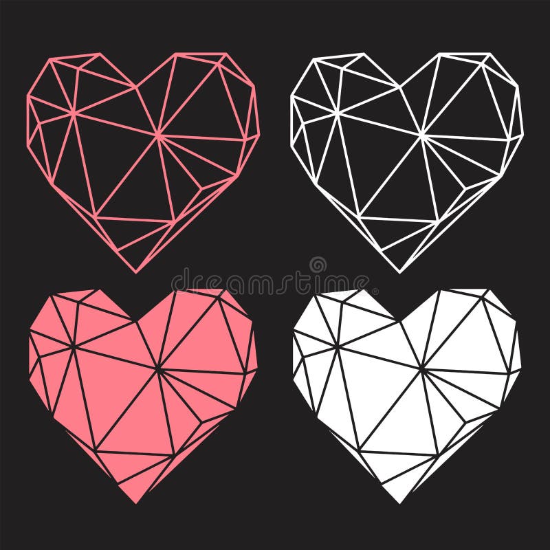 Print Vector Abstract Polygonal Geometric Abstract Heart Stock Vector ...