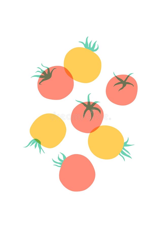 Set of Flat Tomatoes on the White Background. Simple Food Illustration ...