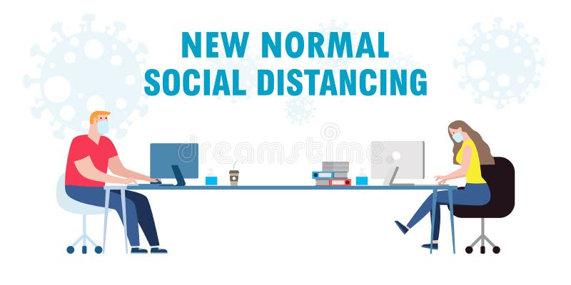 Social Distancing Concept of Teamwork of Business Office People ...