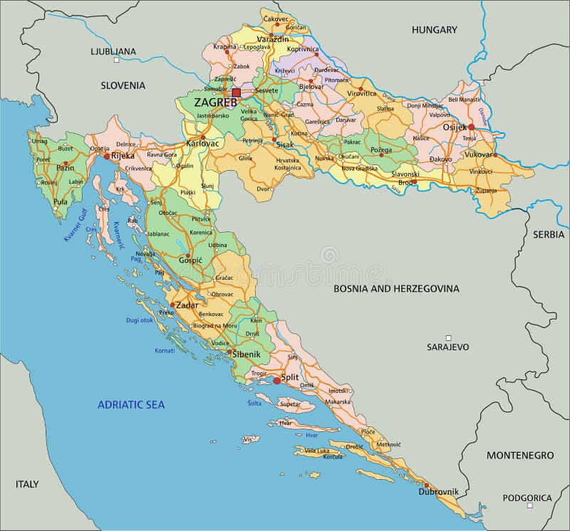 Croatia Map - Highly Detailed Vector Illustration Stock Vector ...