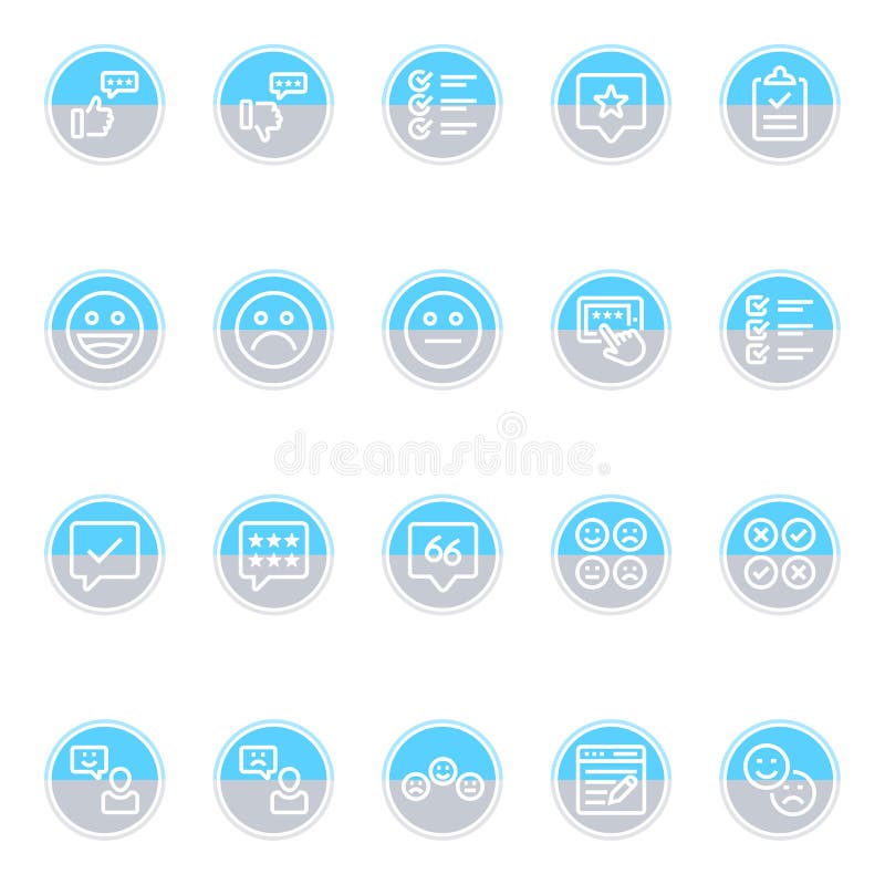 Feedback Review - 20 Icons Image. Stock Vector - Illustration of gray ...