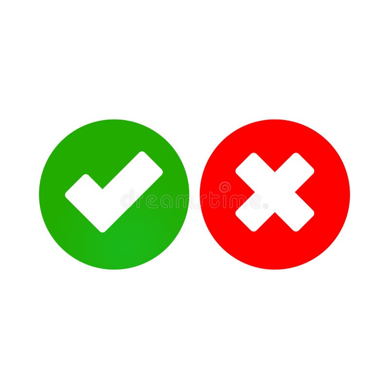 Green and Red Check Mark Icon Vector Stock Vector - Illustration of ...