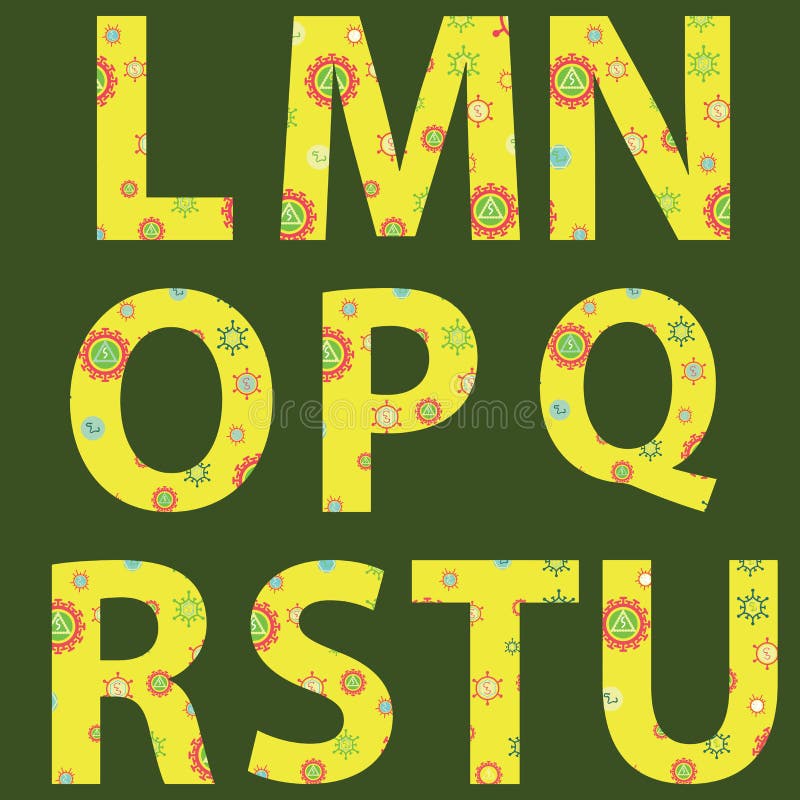 L M N O P Q R S T U Virus Graphic Alphabets Stock Vector - Illustration ...
