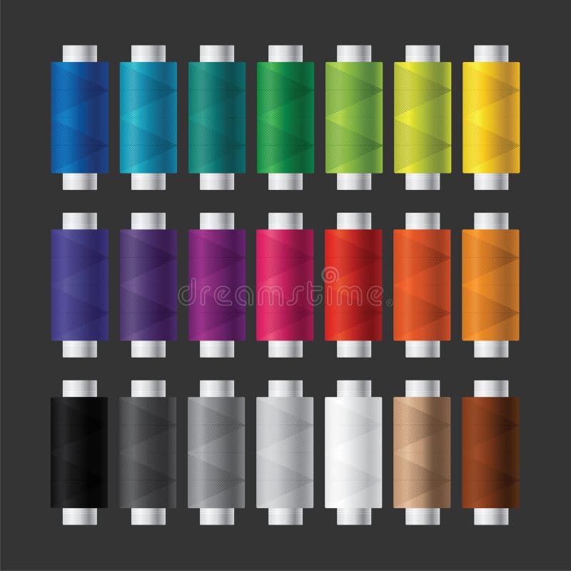 Set of Colorful Spools of Thread for Sewing and Needlework Stock Vector ...