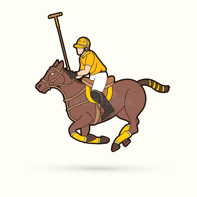 Horses Polo Players Action Cartoon Cartoon Graphic Vector Stock Vector ...