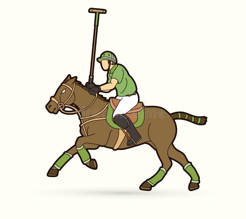 Horses Polo Player Sport Cartoon Graphic Vector Stock Vector ...