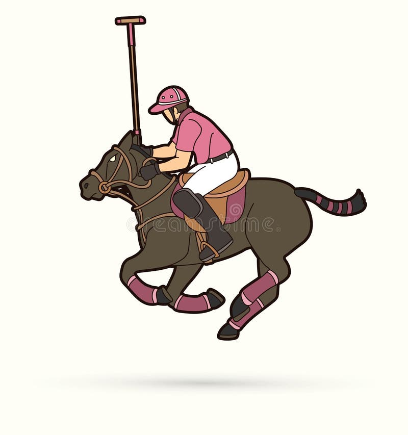 Horses Polo Player Action Sport Cartoon Graphic Vector. Stock Vector ...