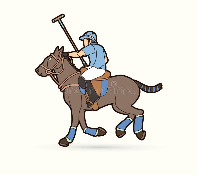 Horses Polo Player Action Sport Cartoon Graphic Vector. Stock Vector ...