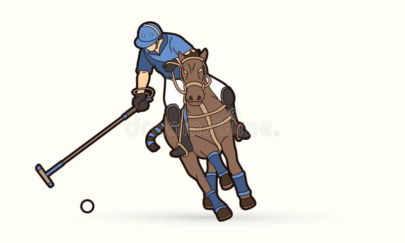 Horses Polo Player Action Sport Cartoon Graphic Vector. Stock Vector ...