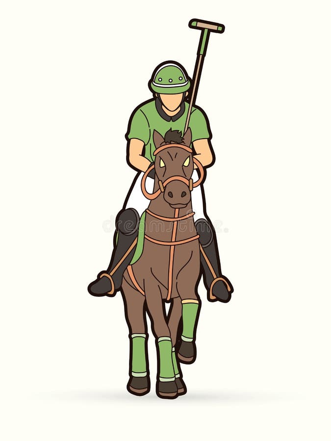 Horses Polo Player Sport Cartoon Graphic Vector Stock Vector ...