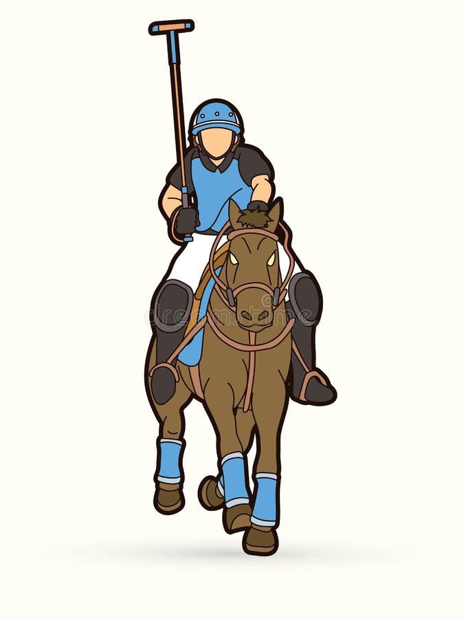 Horses Polo Player Sport Cartoon Graphic Vector Stock Vector ...