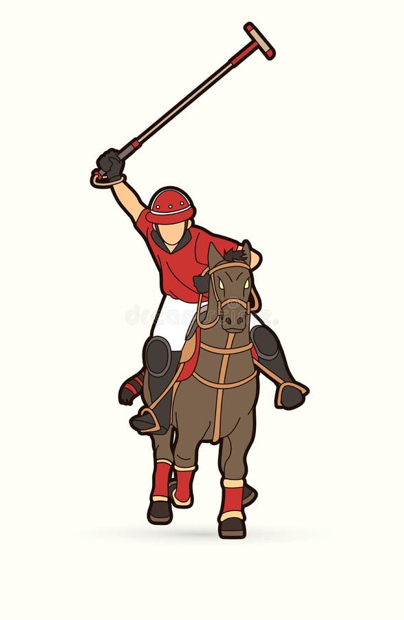 Horses Polo Player Action Sport Cartoon Graphic Vector. Stock Vector ...