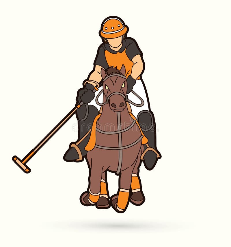 Horses Polo Player Action Sport Cartoon Graphic Vector. Stock Vector ...