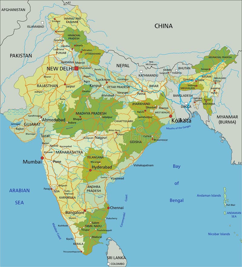 Highly Detailed Editable Political Map with Separated Layers. India ...