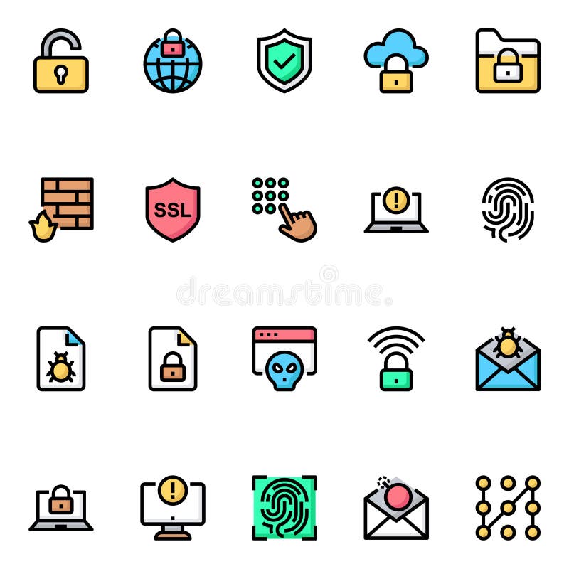 Internet Security - 20 Icons Image. Stock Vector - Illustration of ...