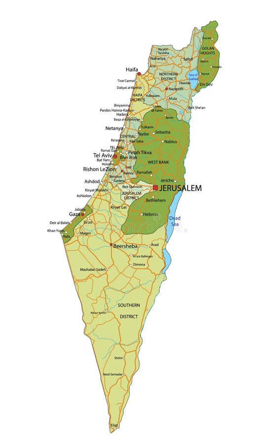 Israel - Highly Detailed, Editable Political Map with Labeling. Stock ...