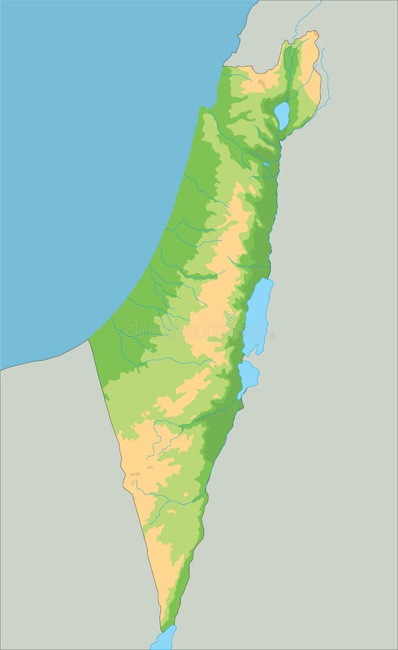 High Detailed Israel Physical Map. Stock Vector - Illustration of ...