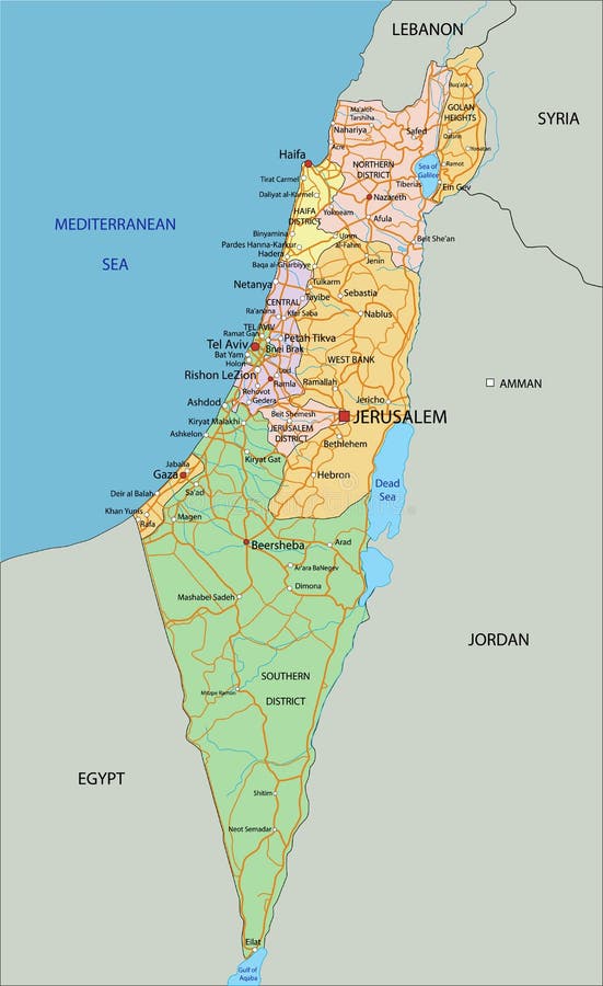 Israel - Highly Detailed, Editable Political Map with Labeling. Stock ...