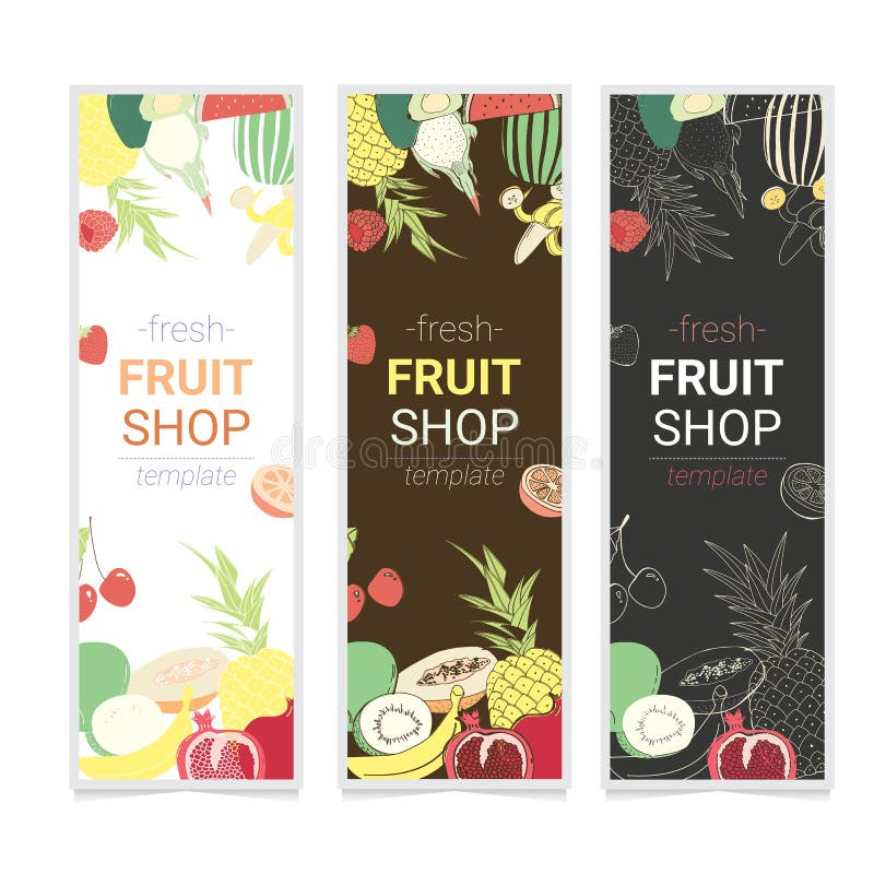Fruit Banner Template Collection for Restaurant Menu Stock Vector ...