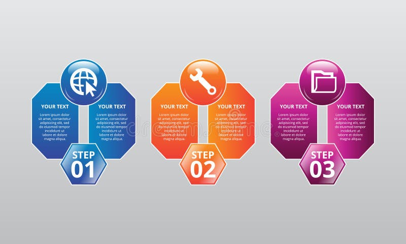 Three Steps Infographic. Can Illustrate a Strategy Stock Vector ...