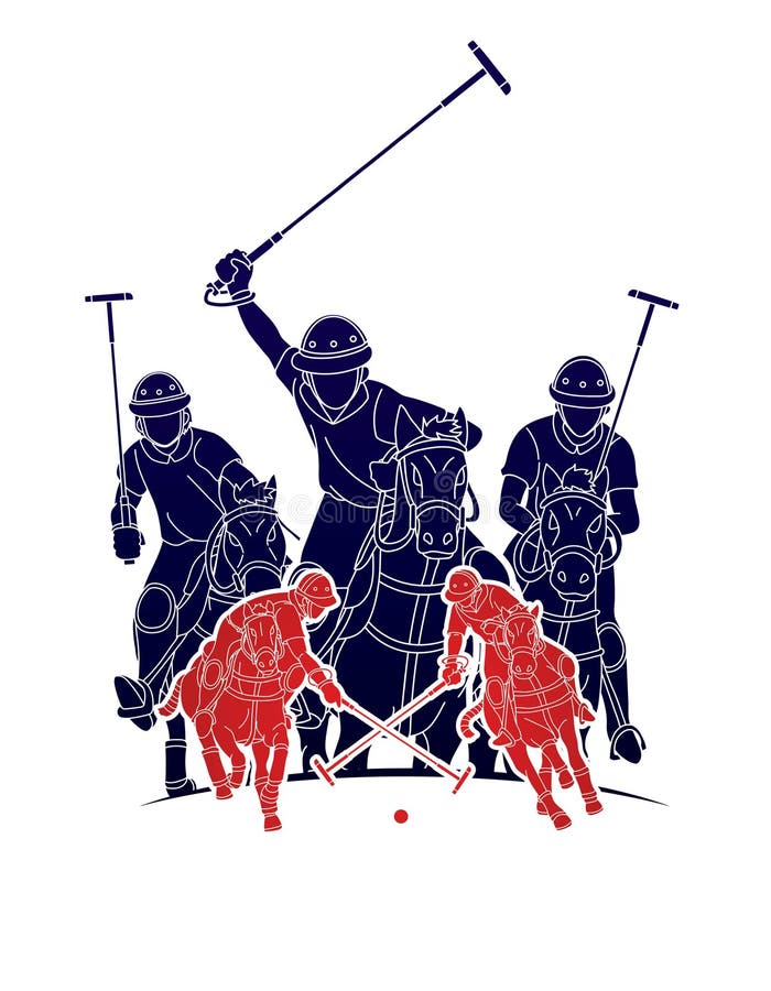 Group of Horses Polo Players Action Sport Cartoon Graphic Vector Stock ...