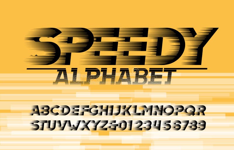 High Speed Alphabet Vector Font. Wind Effect Type Letters and Numbers ...