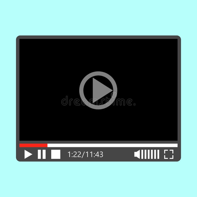 Full Screen Video Player with Button Play Illustration. Stock Vector ...