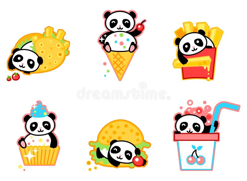 Tasty pandas stock vector. Illustration of panda, happy - 186370546
