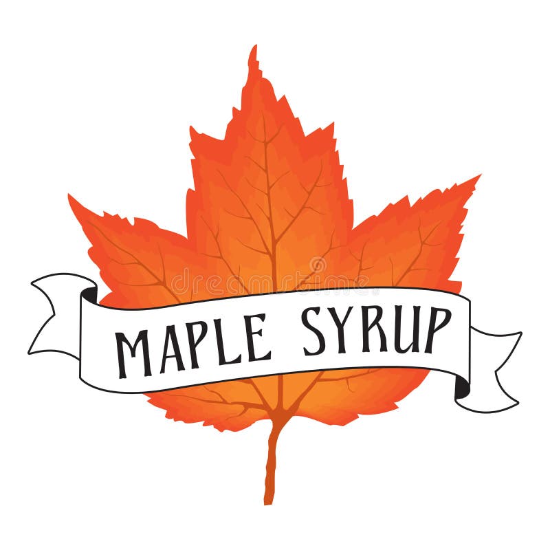Orange Gradient Maple Leaf with a White Ribbon Flowing in Front with ...
