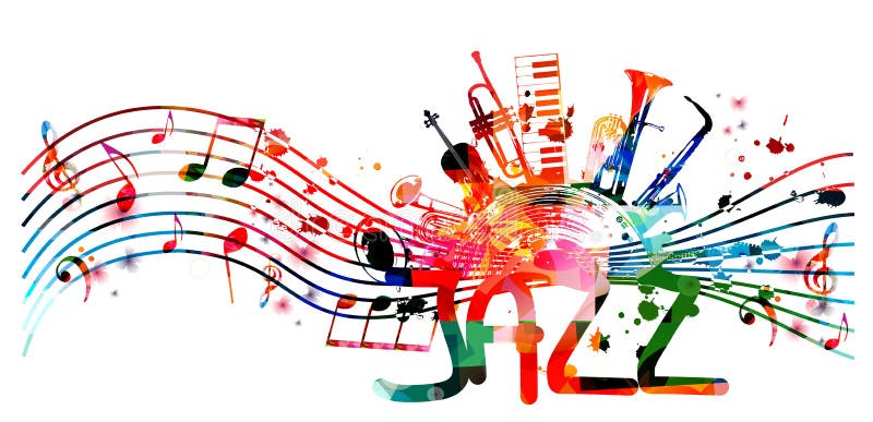 Colorful Jazz Music Promotional Poster with Music Instruments and Notes ...