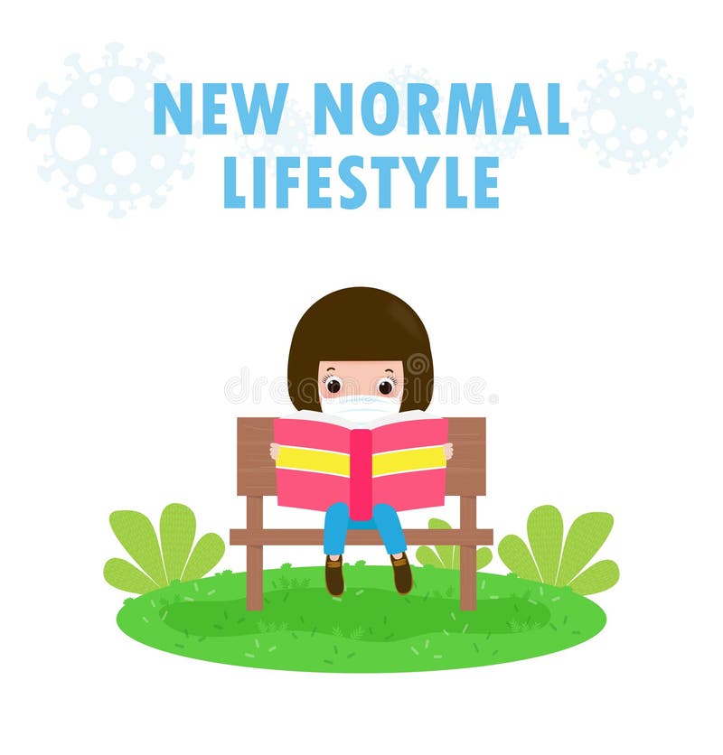New Normal Lifestyle Concept Little Cute Kids Wearing Face Mask Sitting ...