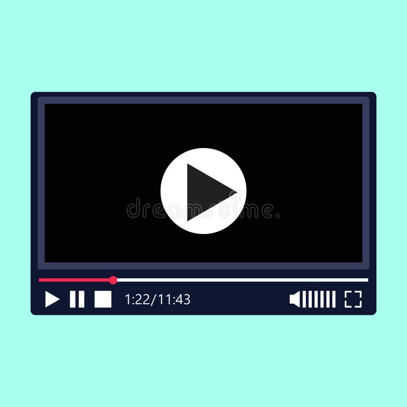 Full Screen Video Player with Button Play Stock Vector - Illustration ...