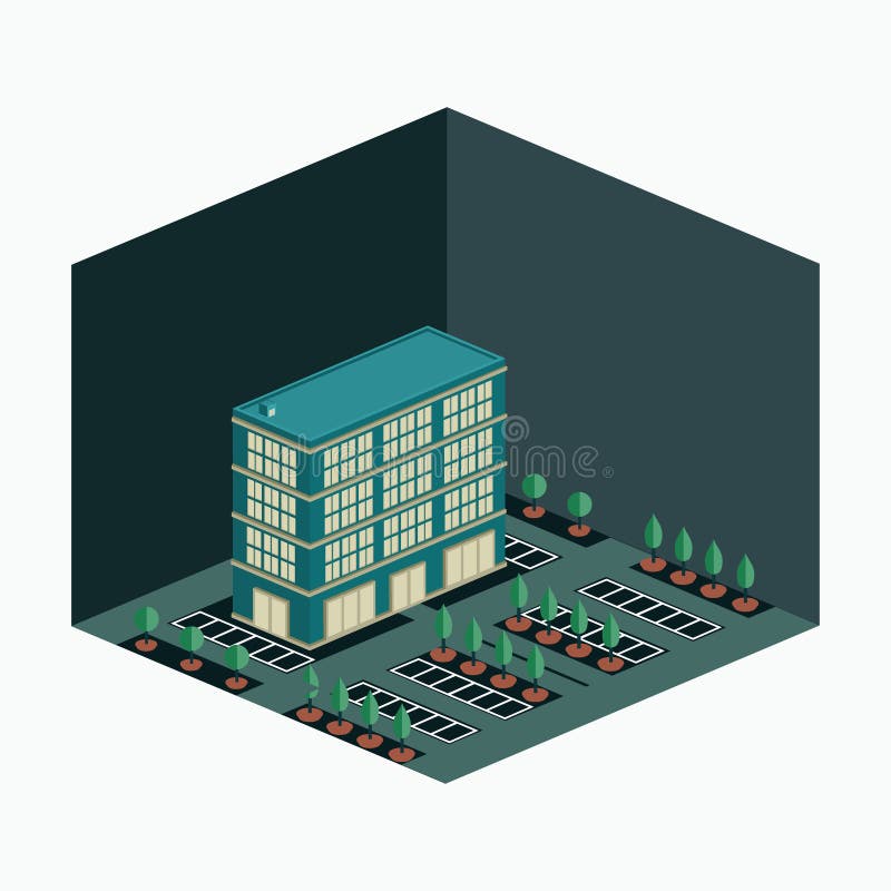 Luxury Hotel at the Night - Isometric Building Stock Vector ...