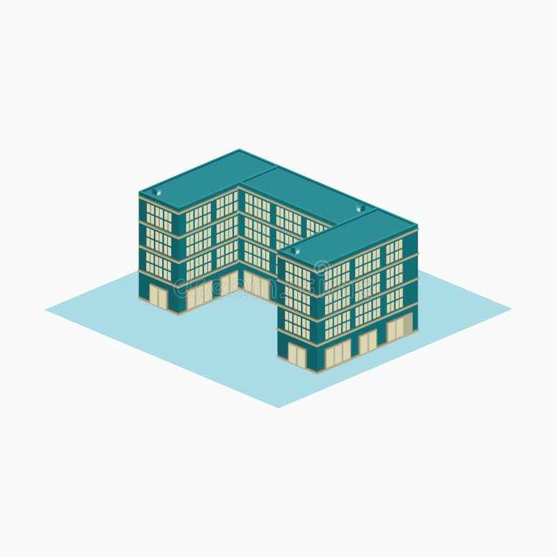 Luxury Hotel - U Shape Isometric Building Stock Vector - Illustration ...