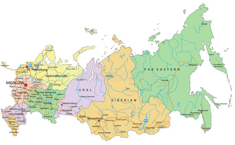 Russia - Highly Detailed Editable Political Map with Labeling. Stock ...