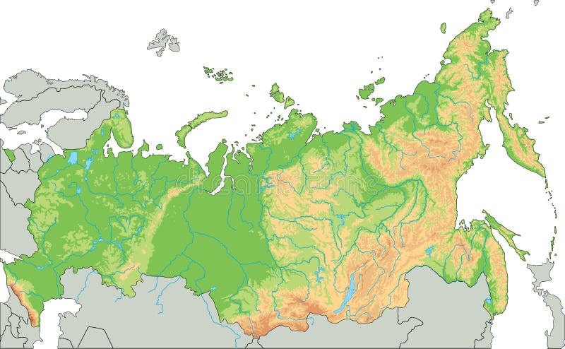 High Detailed Russia Physical Map. Stock Vector - Illustration of ...