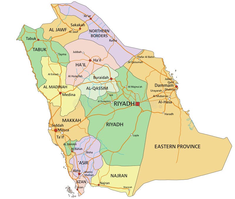 Saudi Arabia - Highly Detailed Editable Political Map with Labeling ...