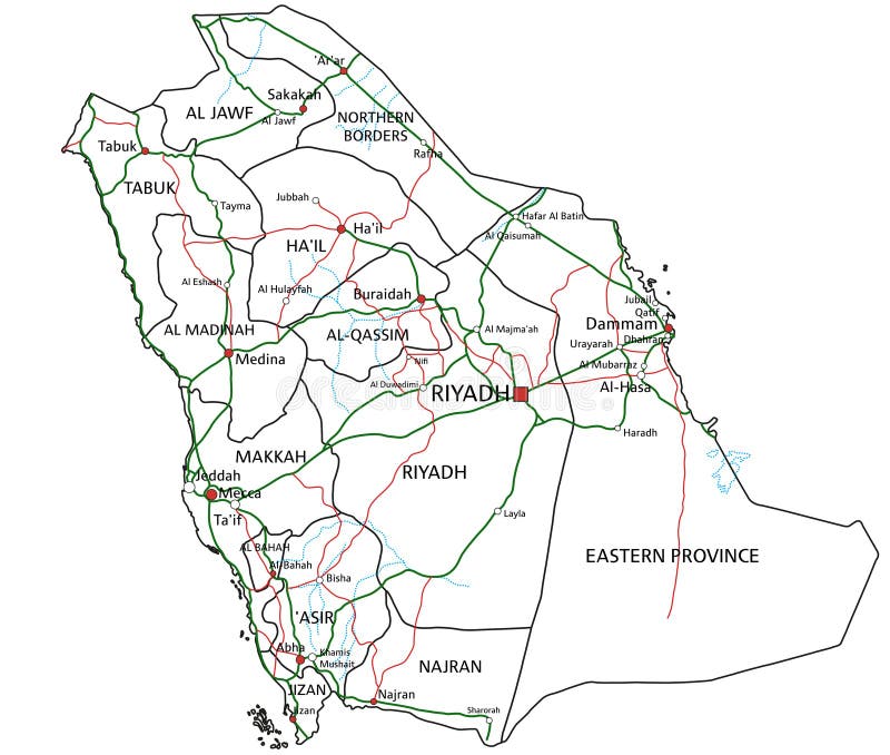 Saudi Arabia - Highly Detailed Editable Political Map with Labeling ...