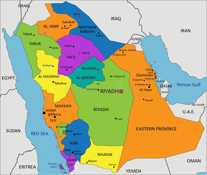 Colorful Saudi Arabia Political Map with Clearly Labeled, Separated ...