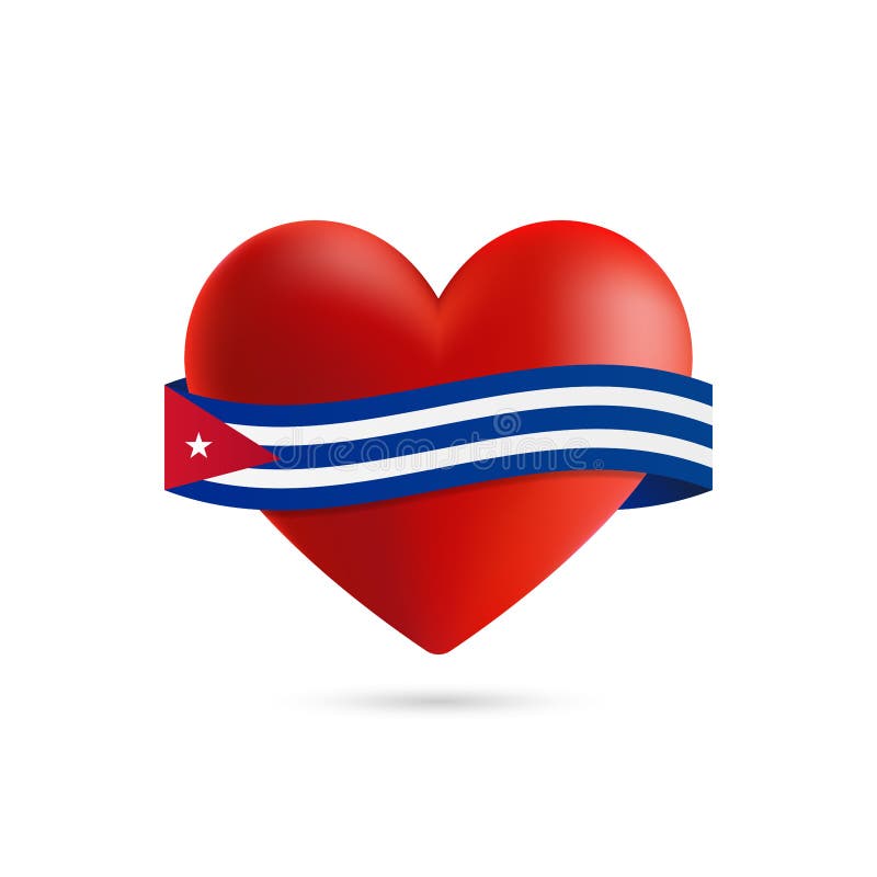 Heart with Waving Cuba Flag. Vector Illustration. Stock Vector ...