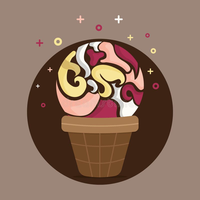 Illustration of Ice Cream with a Colorful Abstract Design Pattern ...