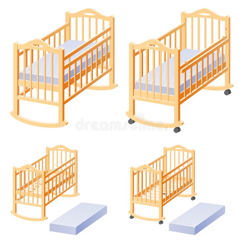 Cot for Baby with Mattress. Options Position. Stock Vector ...