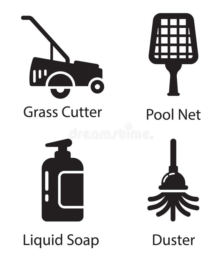 Pack of Housekeeping Glyph Icons Stock Vector - Illustration of machine ...